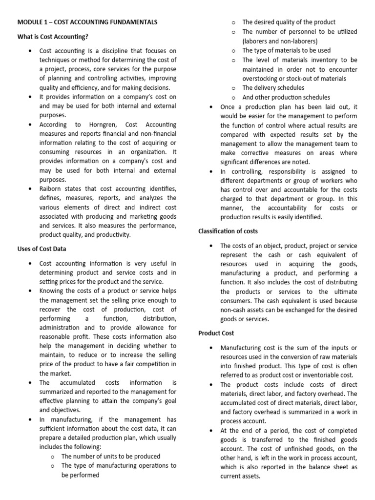 Cost NOTES - MIDTERM | Download Free PDF | Cost Of Living | Inventory