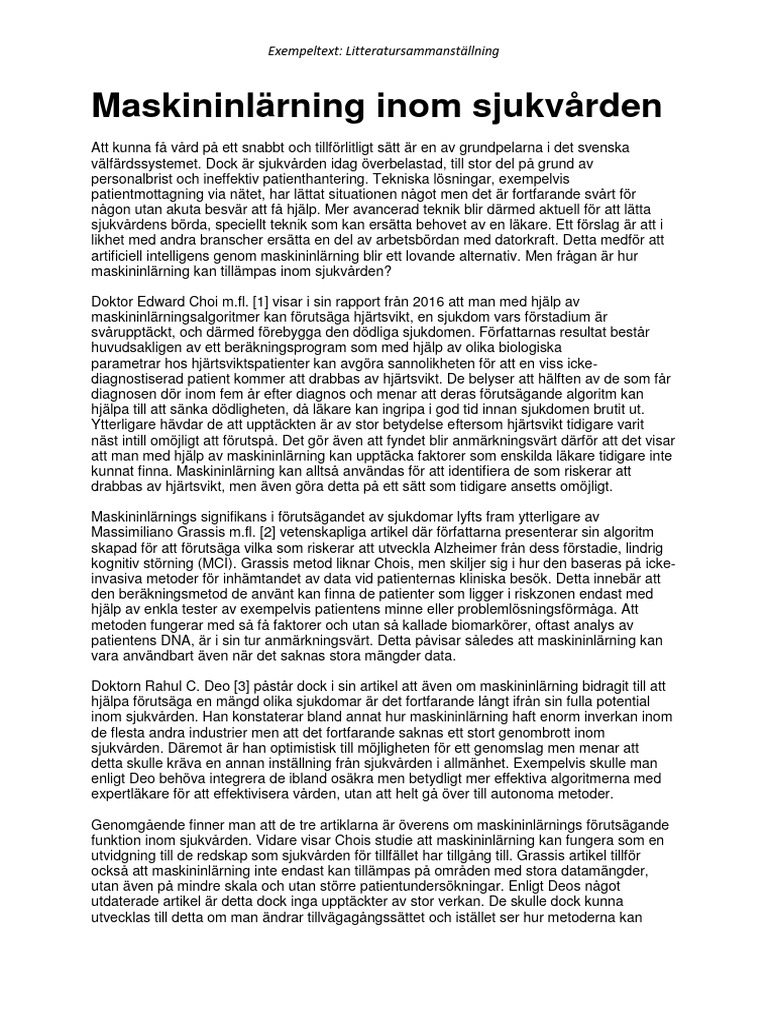 Exempeltext Litteratursammanställning | PDF