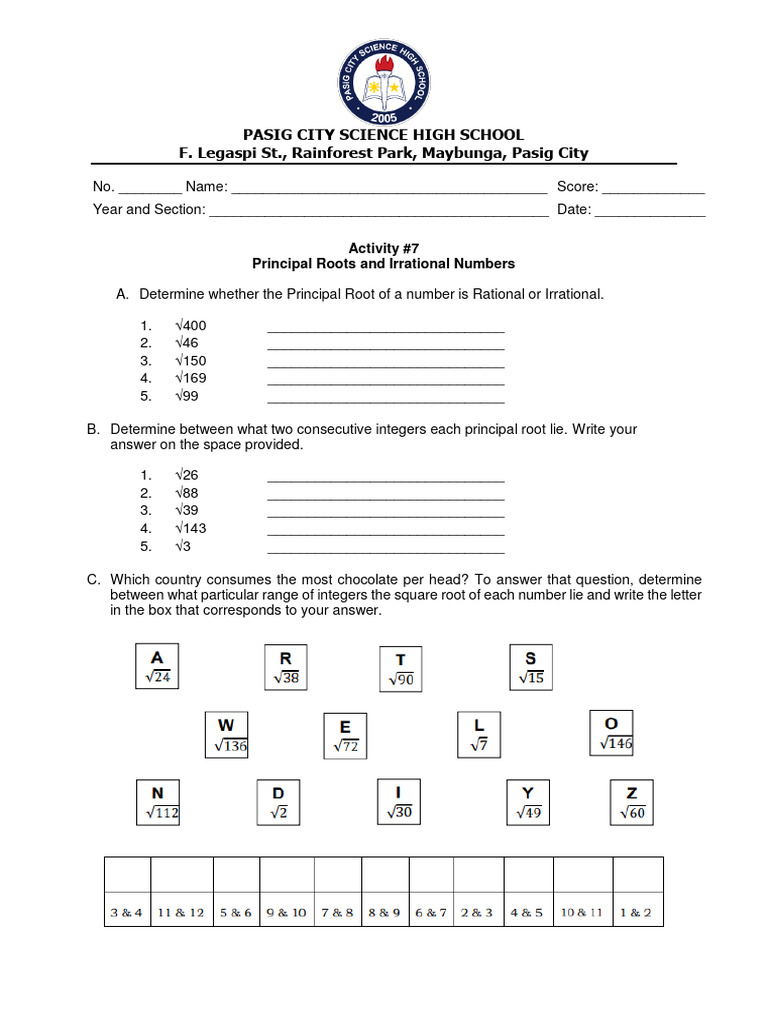 Activity7 and 8 | PDF | Square Root | Numbers