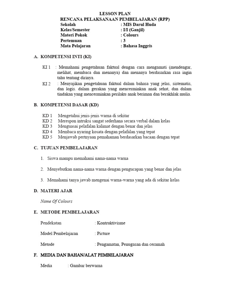 Lesson Plan 1 | PDF