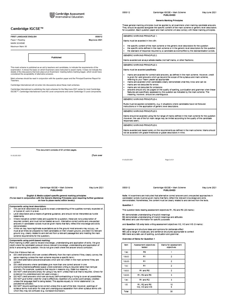 Past Igcse 2021 Paper 1 Ans 1 Pdf Question Attitude Psychology