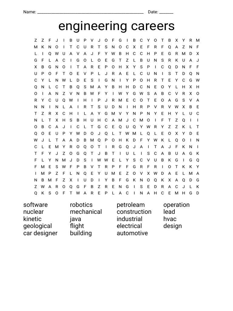 Engineering As A Career Crossword Puzzle - ) - WordMint | PDF