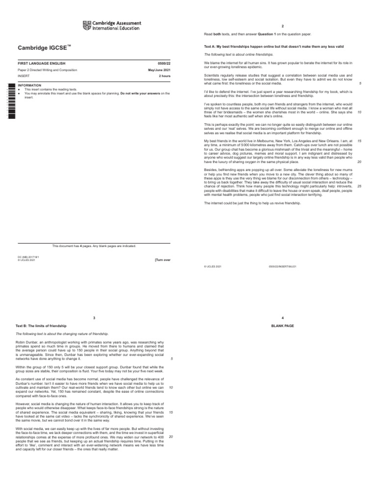 PAST IGCSE 2021 Paper 2 Aticles | PDF | Social Media | Popular Culture & Media Studies