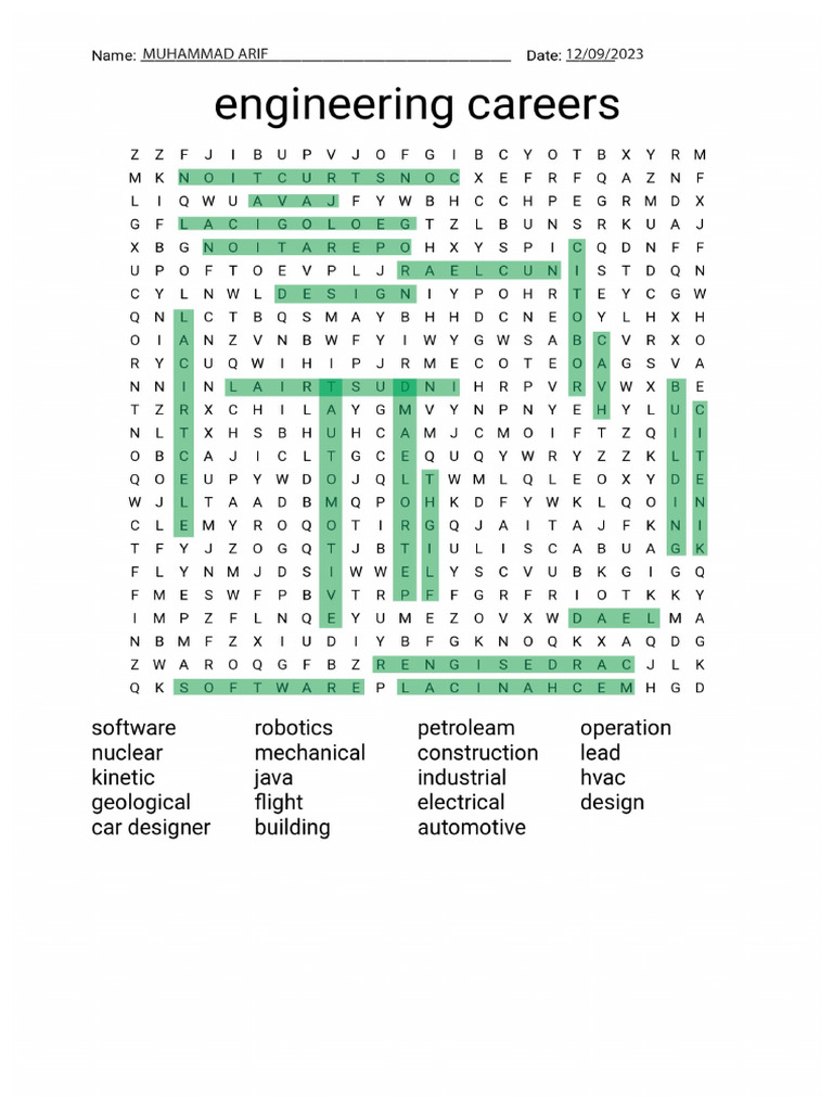 Engineering As A Career Crossword Puzzle - ) - WordMint | PDF