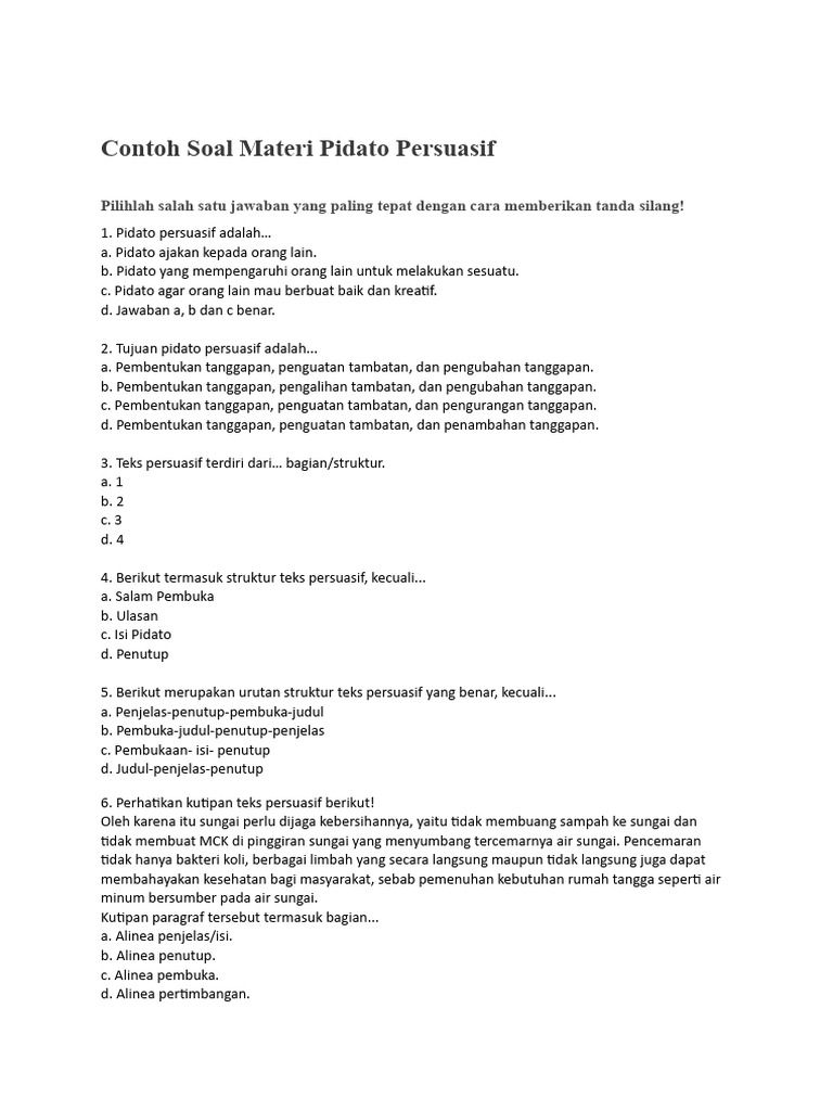 Contoh Soal Materi Pidato Persuasif | PDF