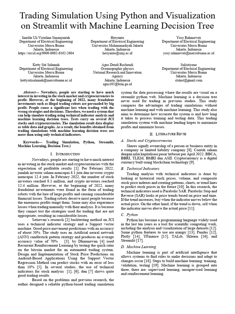 Trading Simulation Using Python and Visualization On Streamlit With Machine Learning Decision ...