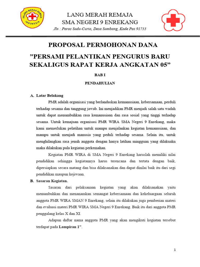 Proposal Kegiatan PMR Juni 2023 | PDF