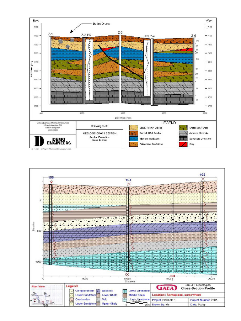 Contoh Geologic Cross Section Antar Lubang Bor | PDF