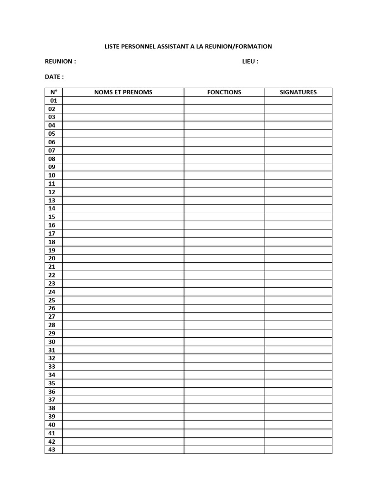 Liste des participants à la réunion | PDF