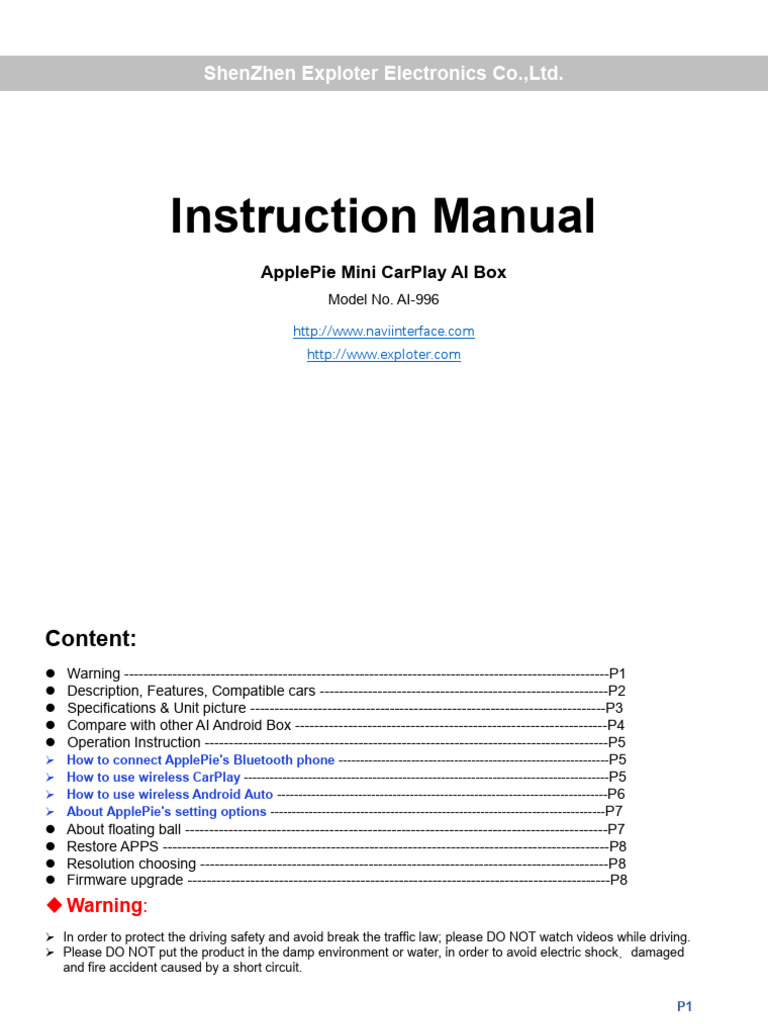Instruction Manual-ApplePie Mini CarPlay AI Box | Download Free PDF | Android (Operating System ...