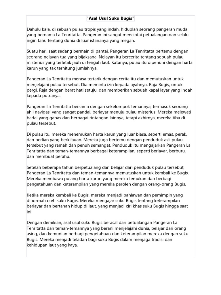 Asal Usul Suku Bugis | PDF | Ilmu Sosial | Perjalanan