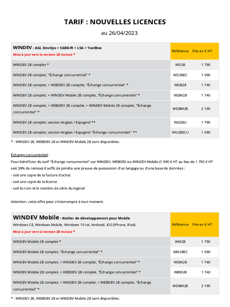 Offres Licences WINDEV & WEBDEV | PDF | Logiciel | Ingénierie informatique