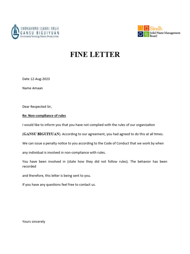 Penalty Notice for Non-Compliance | PDF | Law