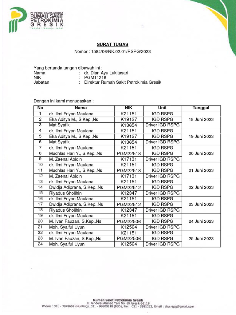 Surat Tugas Tim Voli | PDF