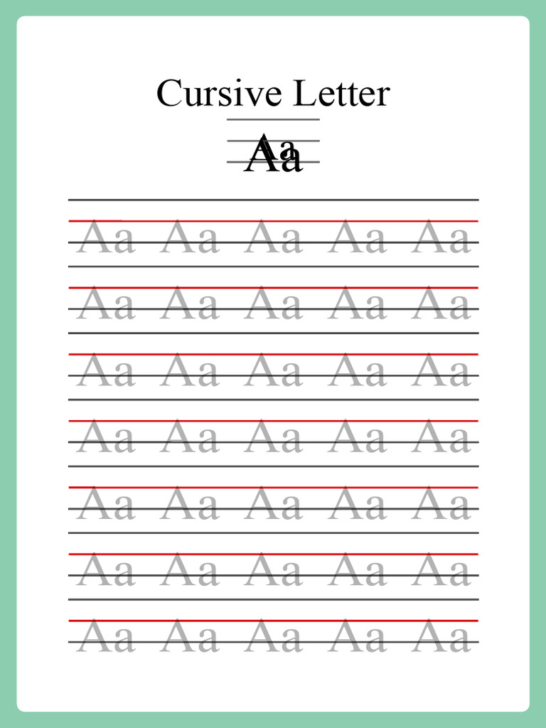 Green Cursive Letters Handwriting Worksheet | PDF | Writing | Western ...