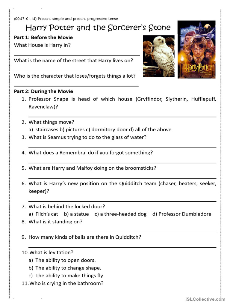 Harry Potter Comprehension Worksheet | PDF | Young Adult