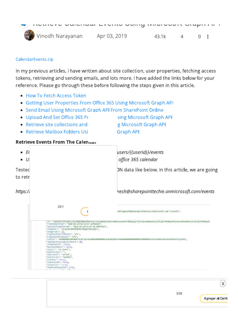 Retrieve Calendar Events Using Microsoft Graph Api | PDF