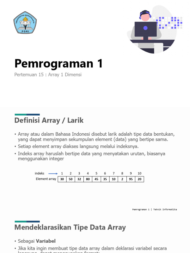 Panduan Array 1 Dimensi Pemrograman | PDF