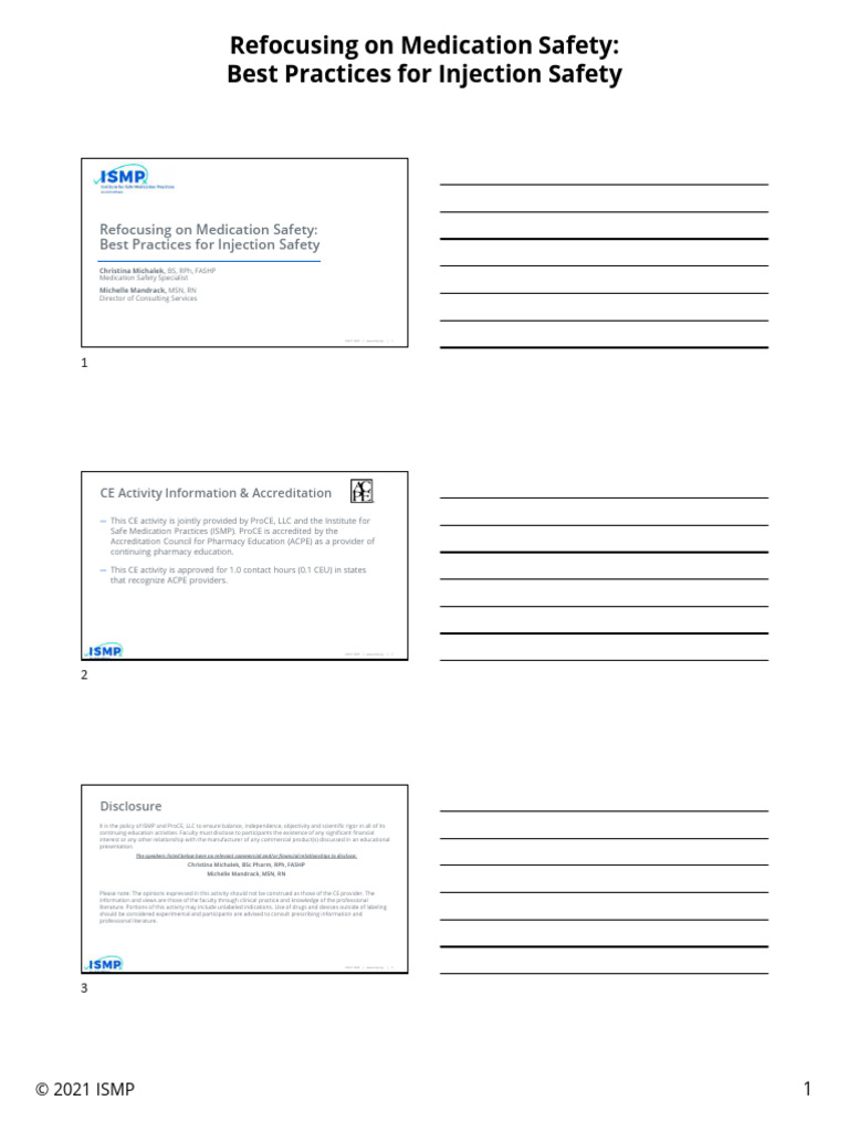 Refocusing On Medication Safety Best Practices For Injection Safety ...