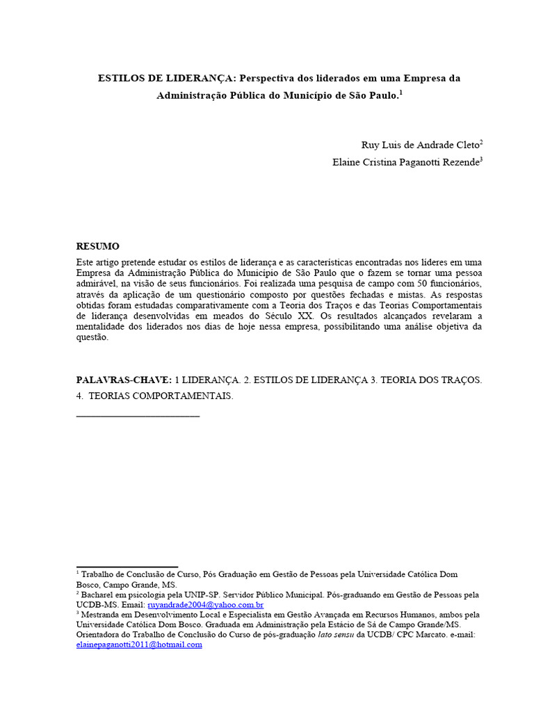 TCC Ruy Luis de Andrade Cleto Pos Gestao de Pessoas 1 v.03 2 | PDF ...