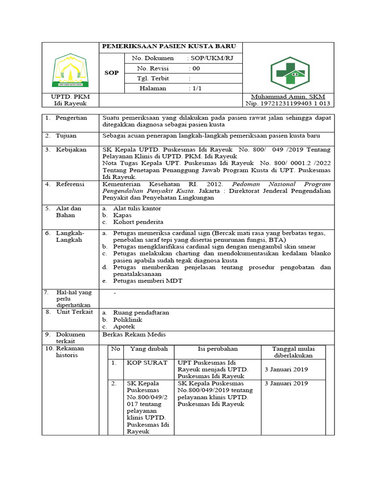 SOP-Pemeriksaan-Pasien-Kusta-Baru-doc | PDF