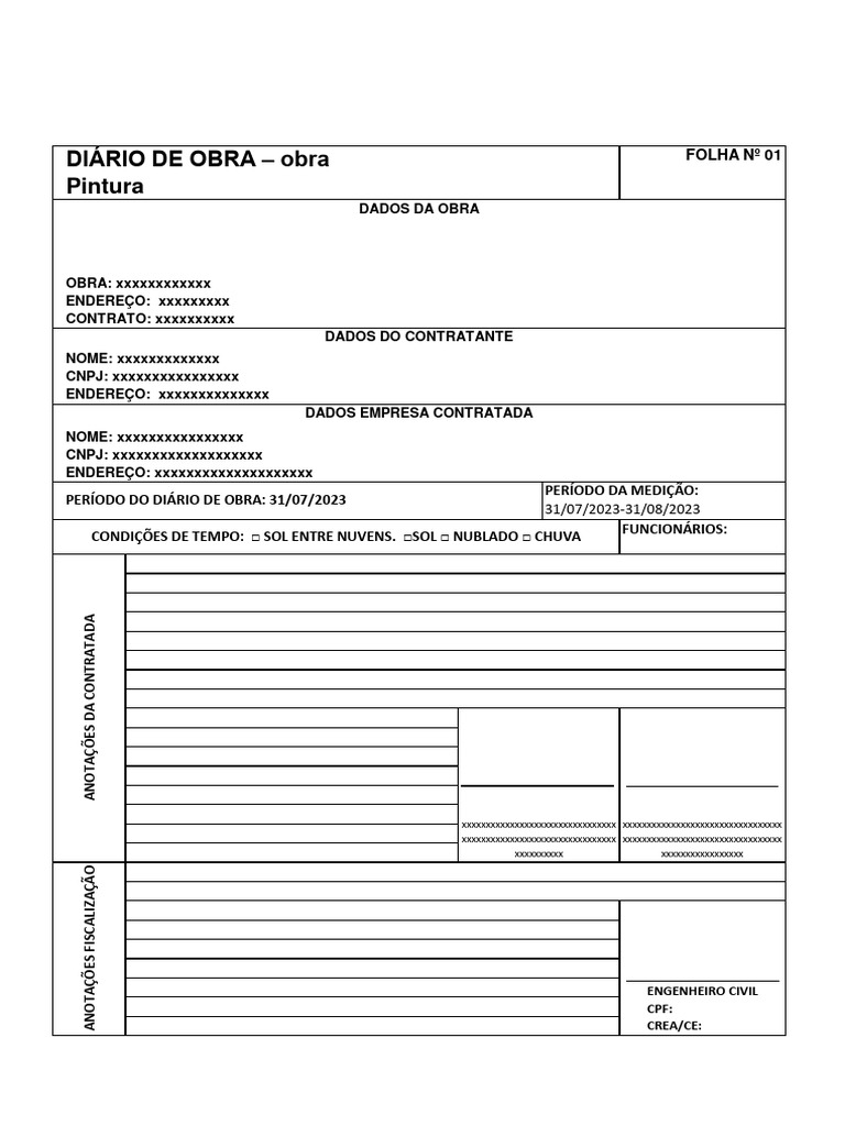 Modelo Diario de Obra 1 | PDF