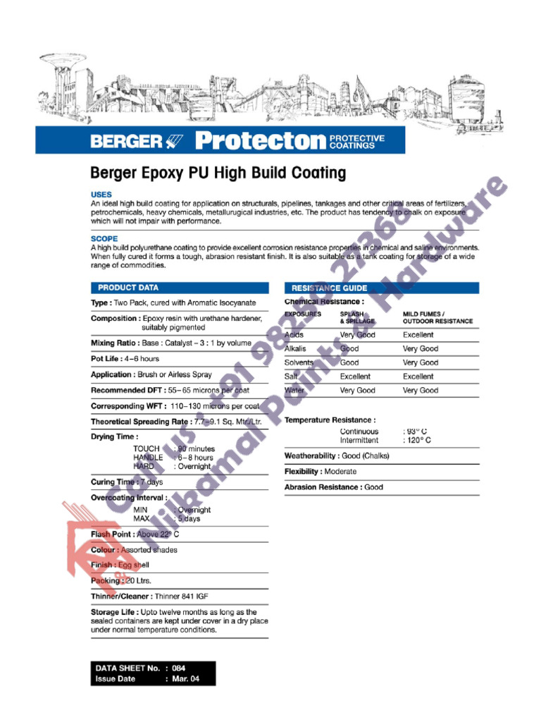 DS 084 Berger Epoxy PU High Build Coating | PDF