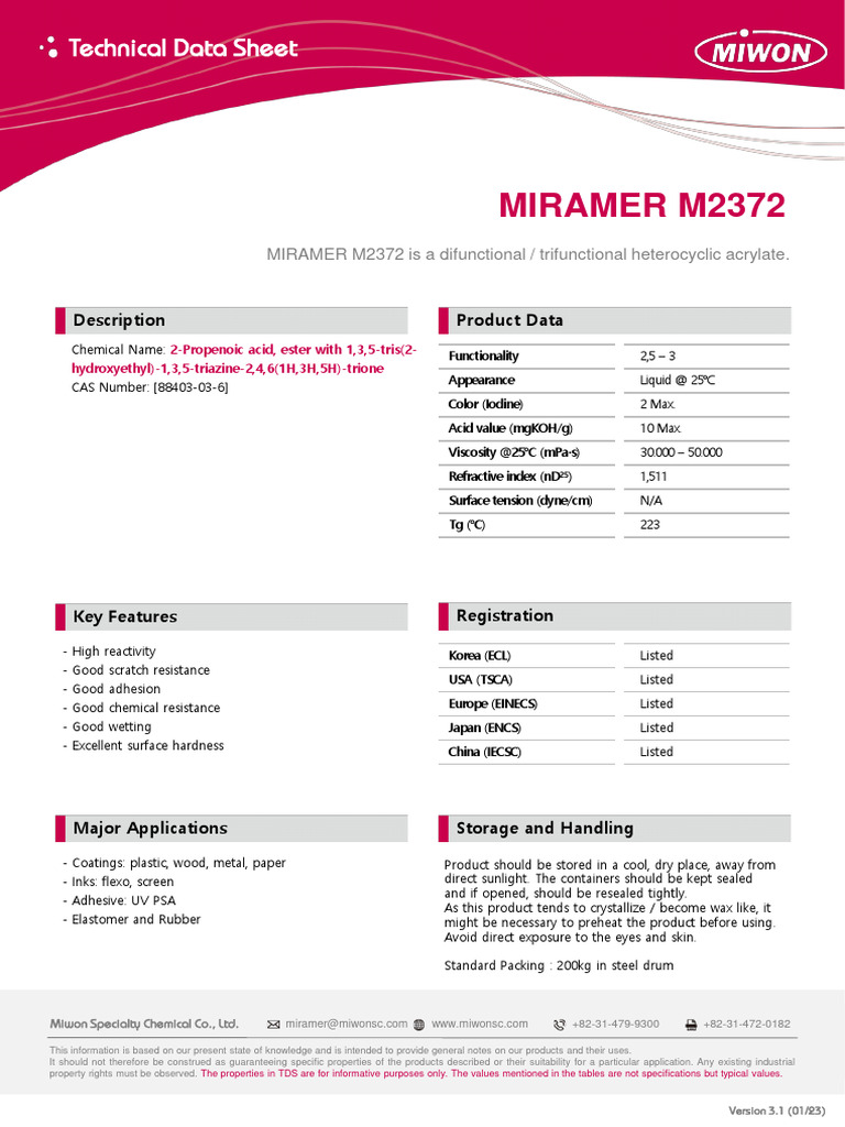 Miramer M2372 TDS - Rev3.1 | PDF | Building Engineering | Materials Science