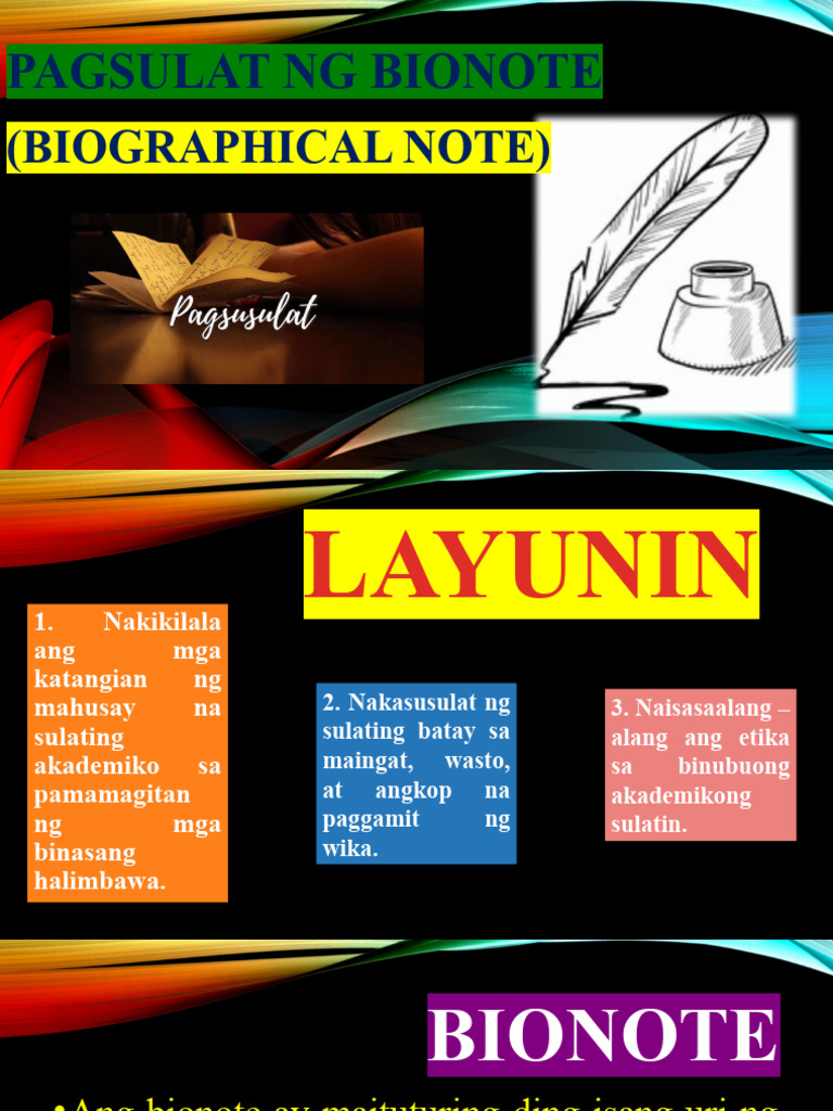 Aralin 4 Pagsulat NG Bionote | PDF Aralin 4 Pagsulat NG Bionote | PDF