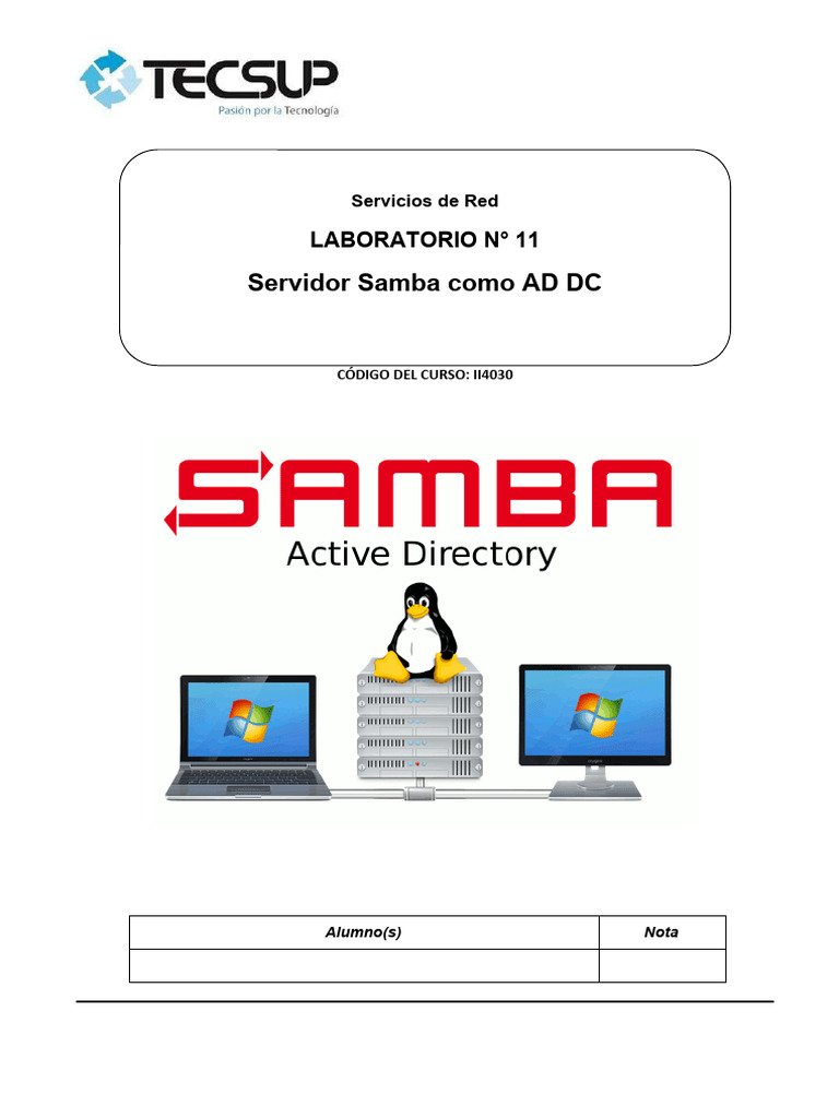 Laboratorio 11 - Servidor Samba Como AD DC | Descargar gratis PDF | Directorio Activo | Dirección IP