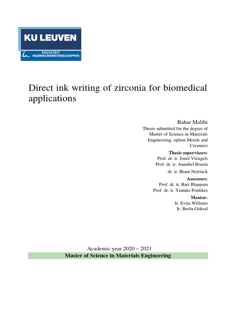 Master - Thesis - Bahar - Malihi - Direct Ink Writing of Zirconia For ...