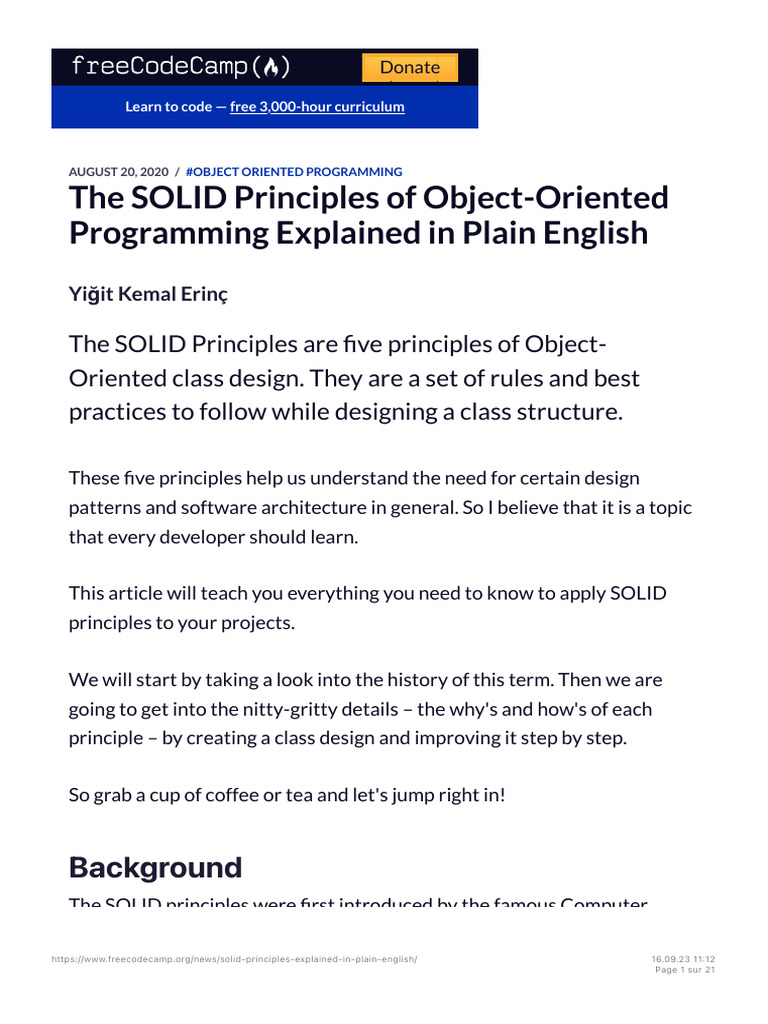 The Solid Principles Of Object Oriented Programming Explained In Plain English Pdf
