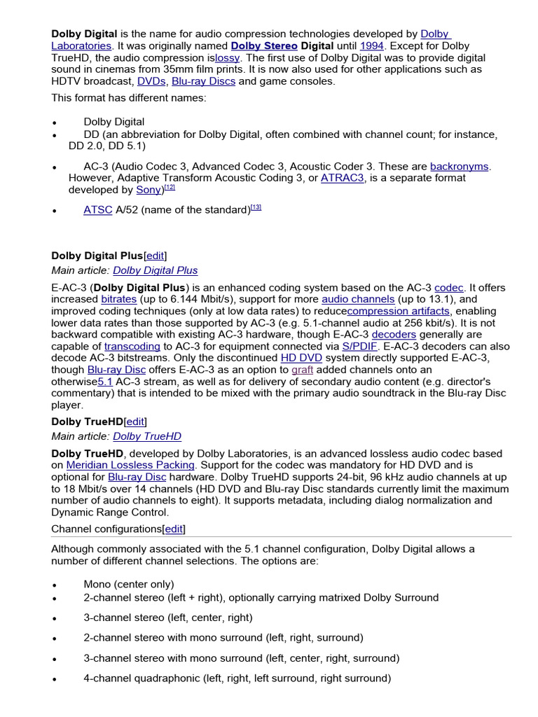 Dolby Digital Info | PDF | Sound Production Technology | Sound