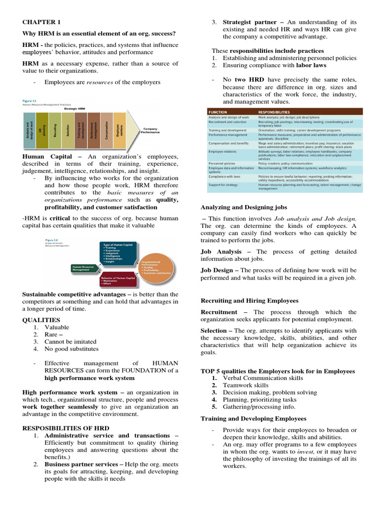 Chapter 1 - HRM | PDF | Human Resource Management | Employment
