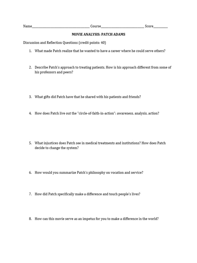 Patch Adams Movie Analysis Guide | PDF | Career & Growth | Self-Improvement
