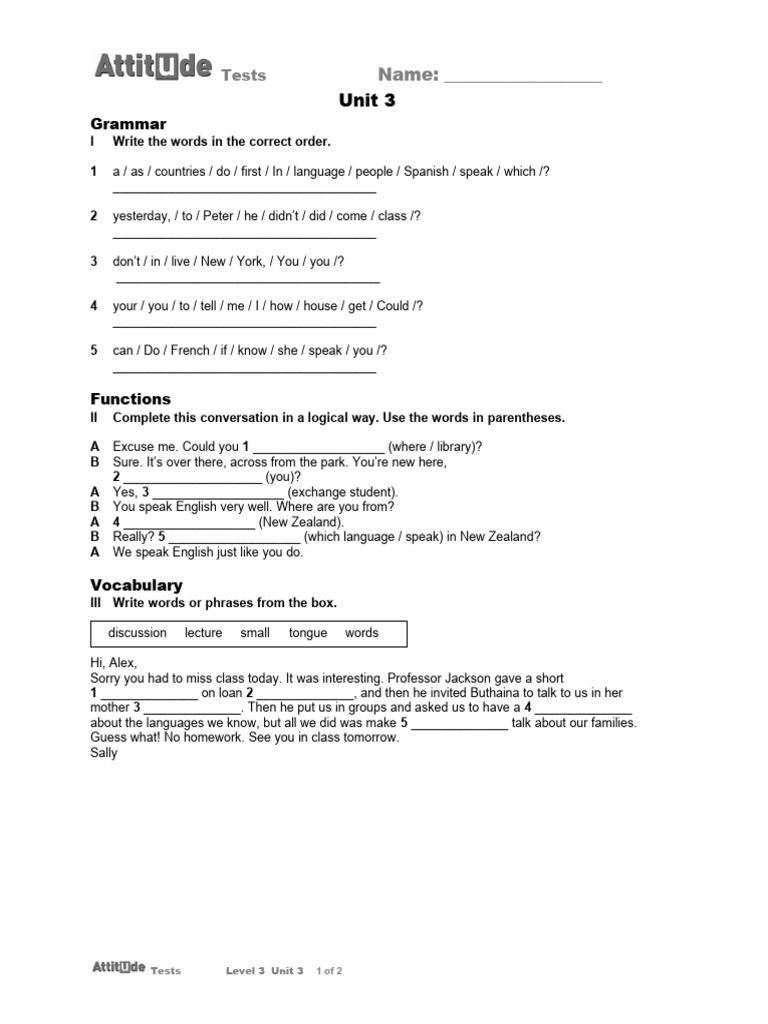 AT3 C UNIT 3 - Exercises | PDF | English Language | Linguistics