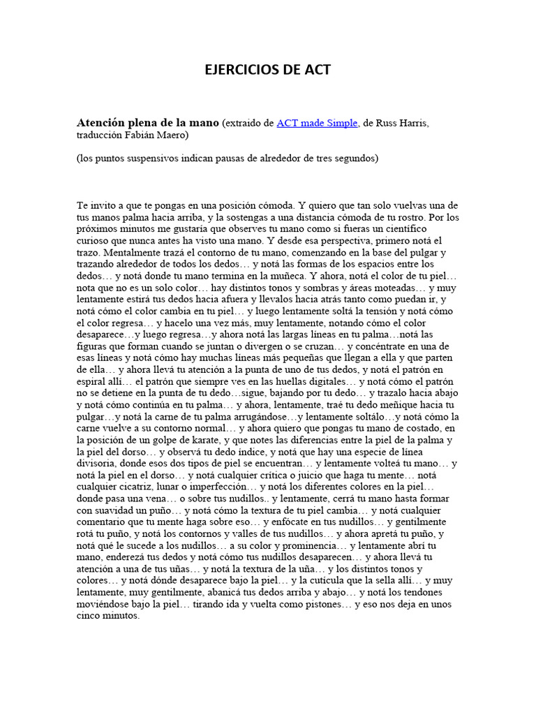 Ejercicios de Act | PDF | Pensamiento | Mente