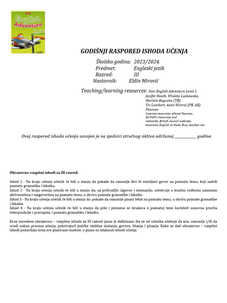 Plan III Razred 2022-2023 | PDF