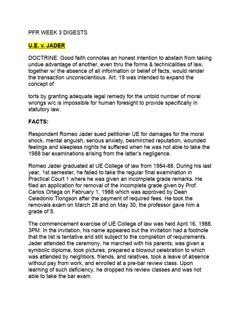 PFR Week 3 Case Digests | PDF | Annulment | Damages