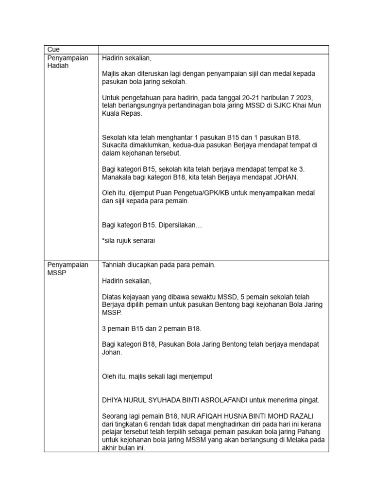 MSSD & MSSP Bola Jaring | PDF