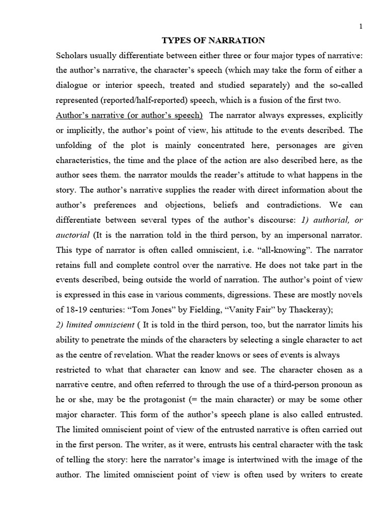 Types of Narration. | PDF | Narration | Speech