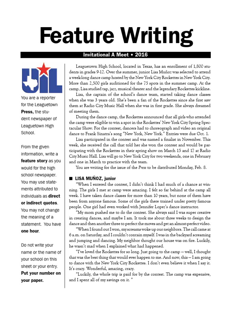 Feature Writing Example | PDF | Dances