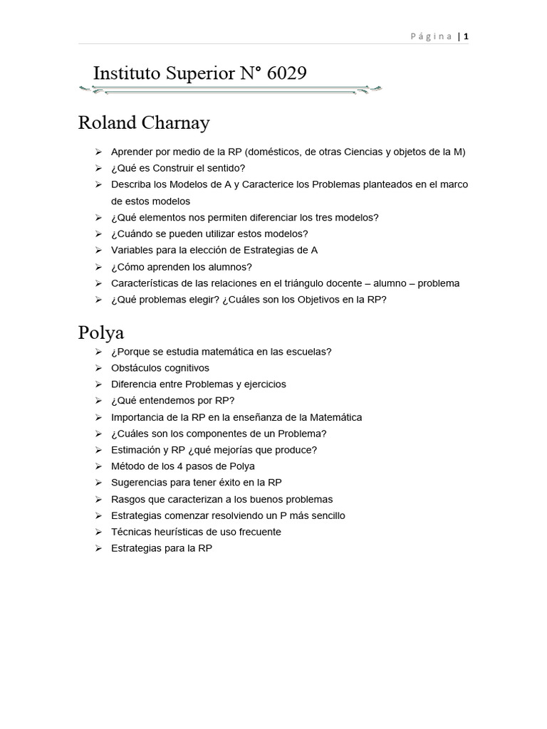 Polya, Rolan C | PDF | Pensamiento | Matemáticas