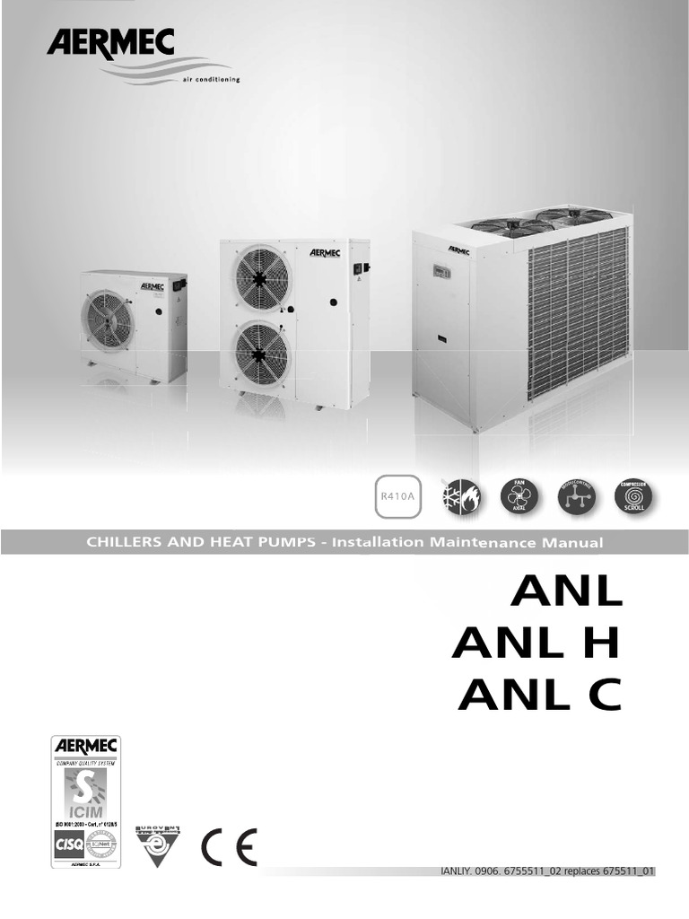 AERMEC ANL Chillers Installation Manual | PDF | Air Conditioning | Pump