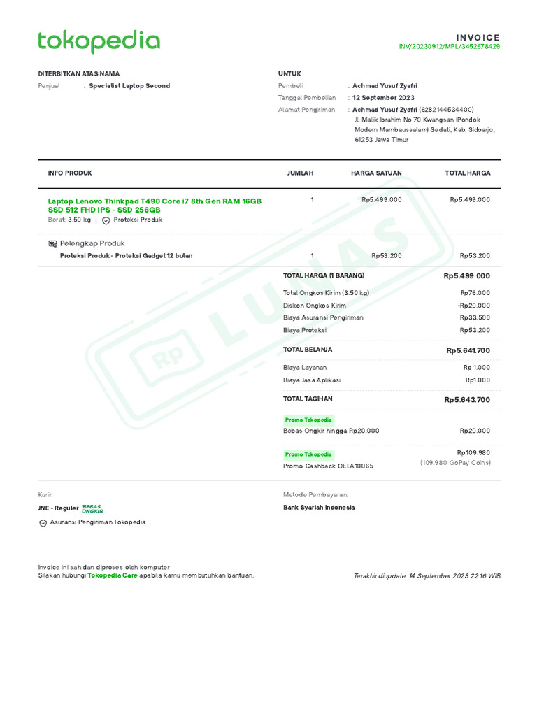 Invoice Laptop | PDF