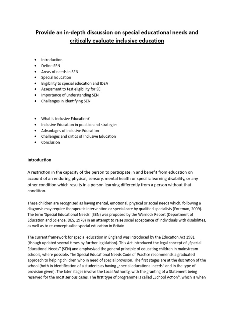 Assignment | PDF | Special Education | Inclusion (Education)