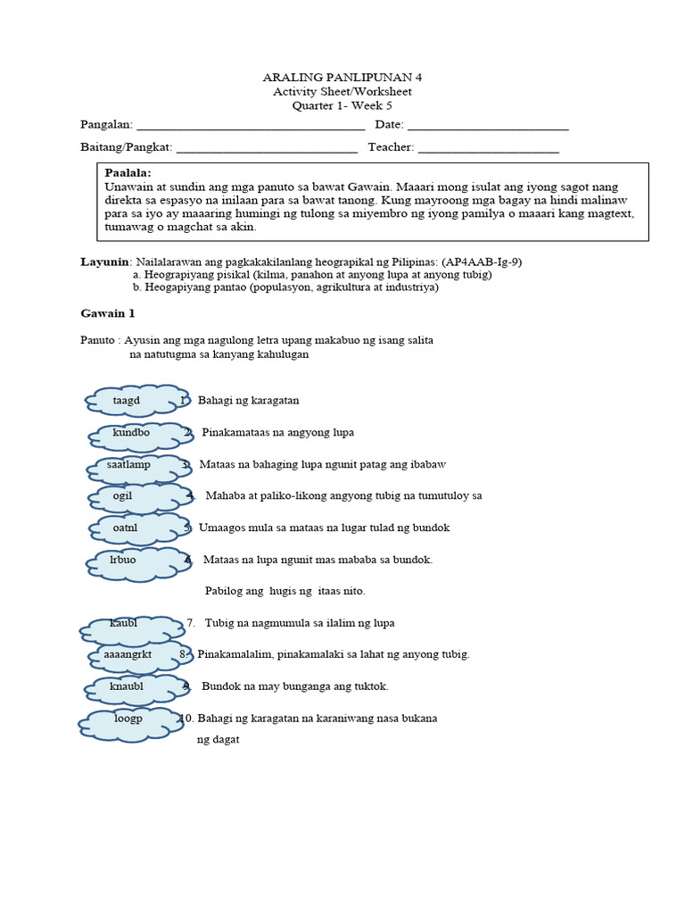 AP 4 Activity Sheet Week 5 | PDF AP 4 Activity Sheet Week 5 | PDF