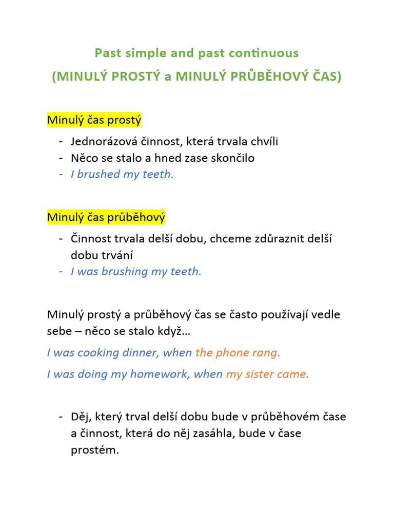 Past Simple and Past Continuous | PDF