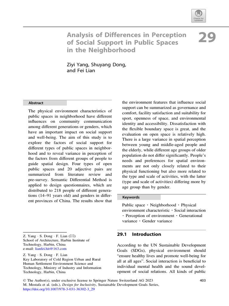 Analysis of Differences in Perception of Social Support in Public ...