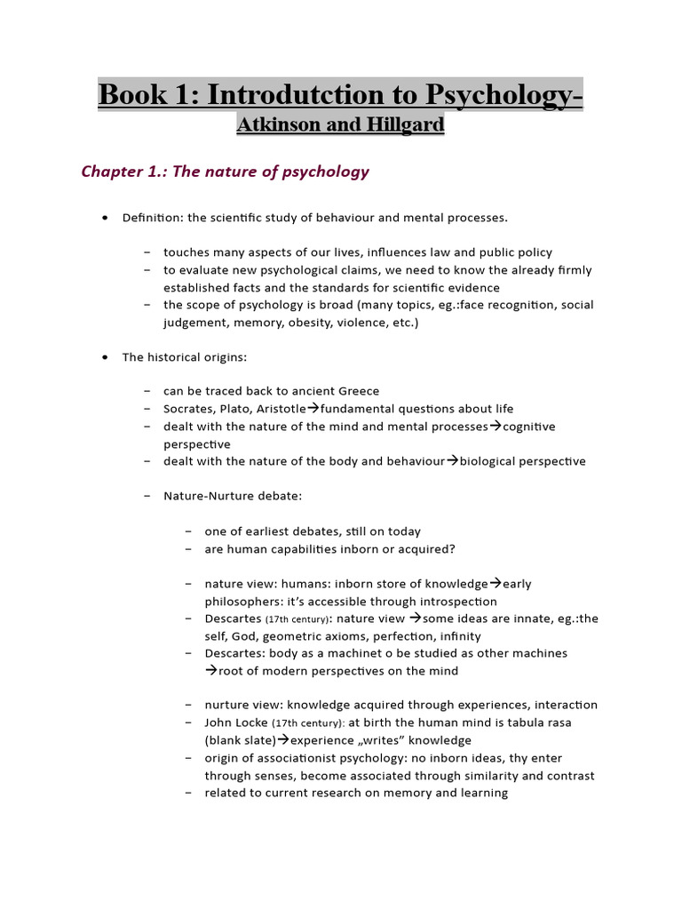 Psychology Book Notes | PDF | Mind | Psychology Psychology Book Notes | PDF | Mind | Psychology